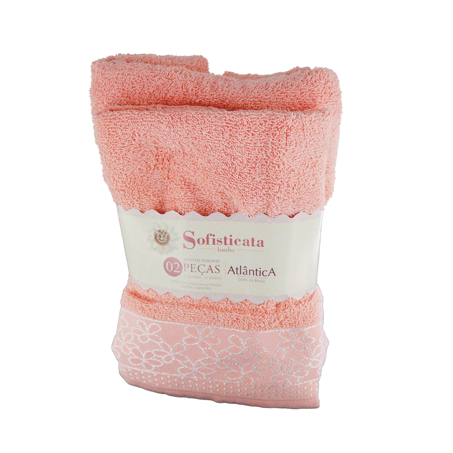 Jogo de toalhas 2 peças banho/rosto Dora cinta rosa chá Atlântica Casa ...