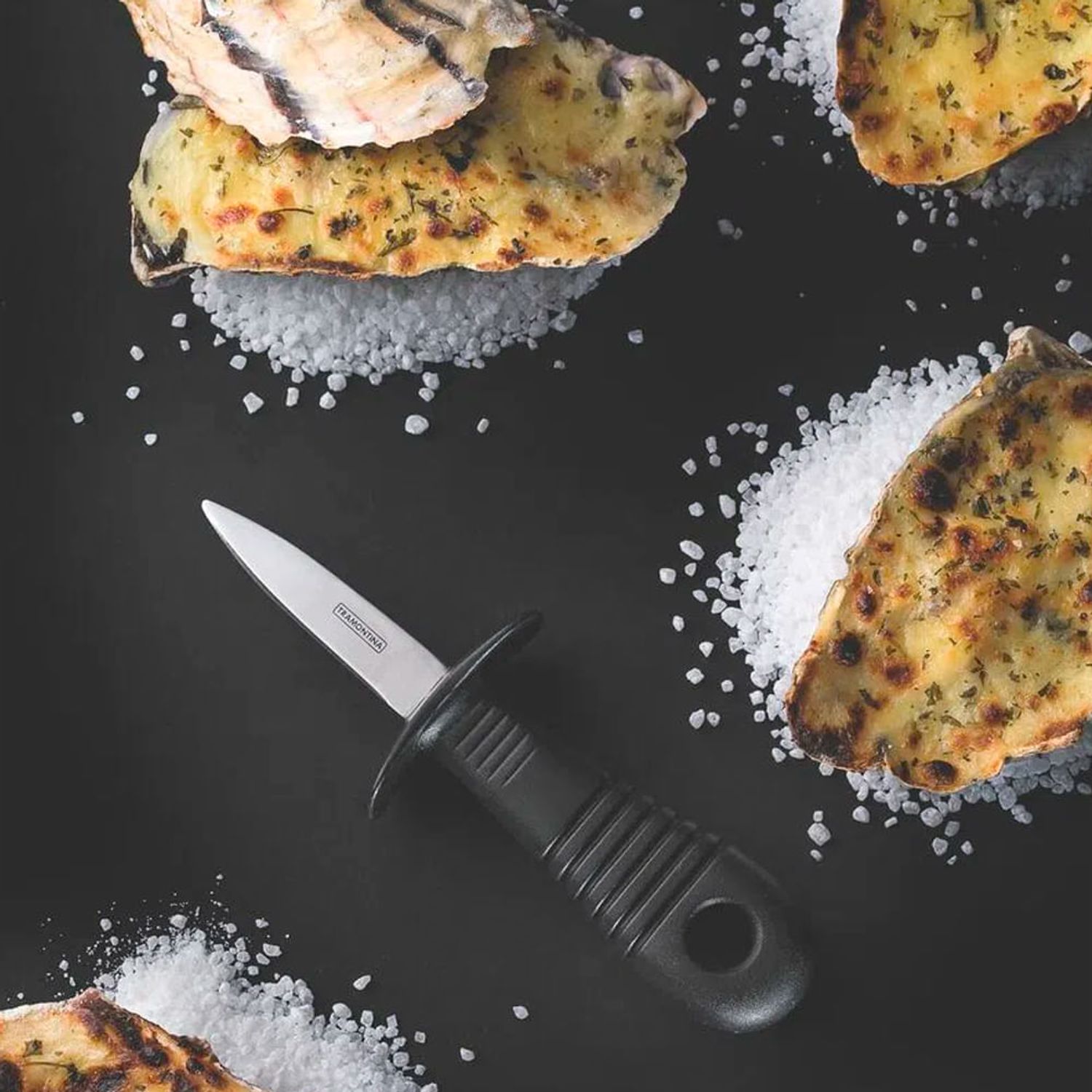 Faca ostra utilita inox preta 15cm Tramontina - Casa Freitas