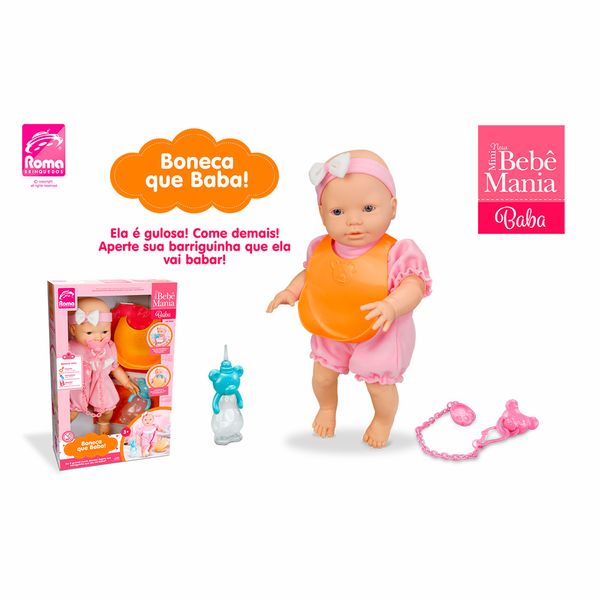 Boneca new bebê mania baba Roma Casa Freitas - Casa Freitas