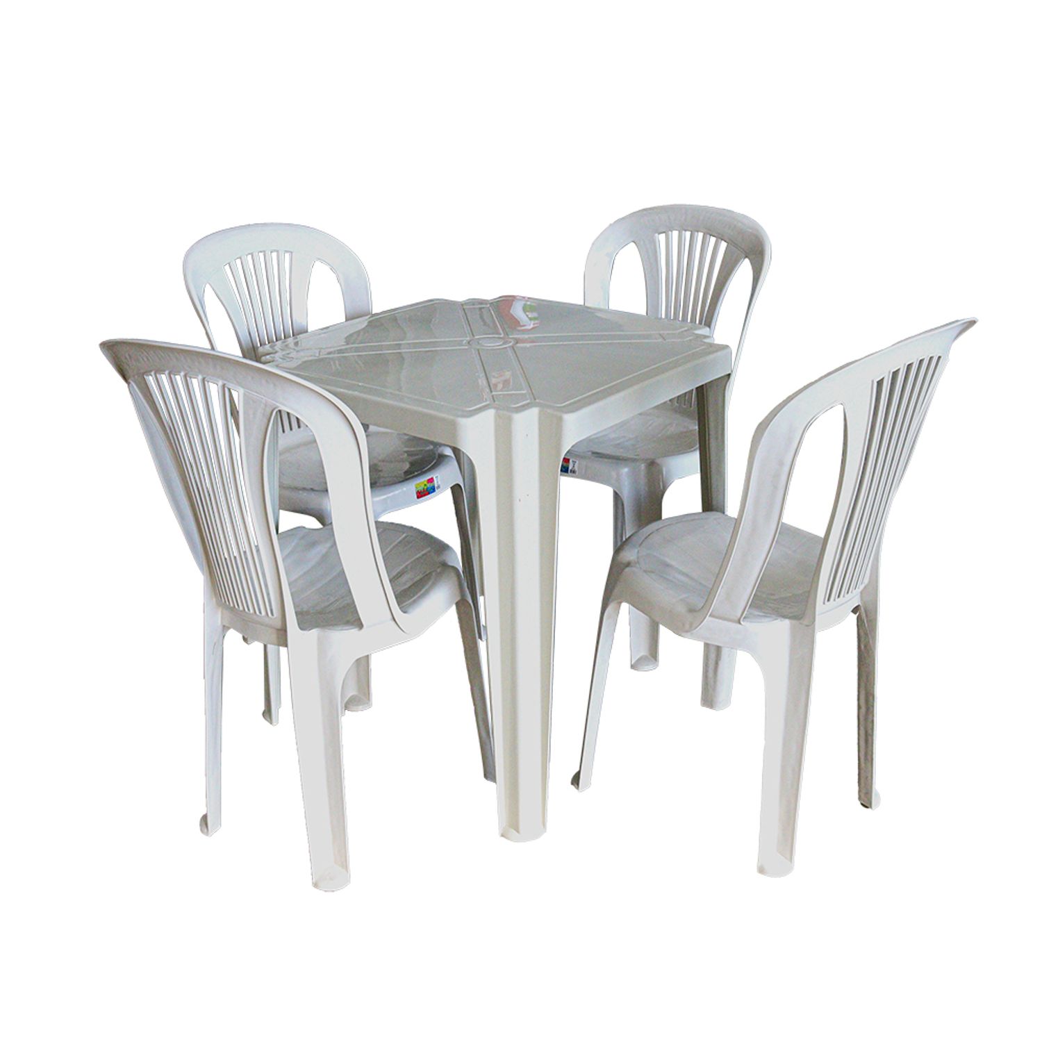 Conjunto de Mesa e 4 Cadeiras Plástico Branco Acliv Casa Freitas - Casa ...