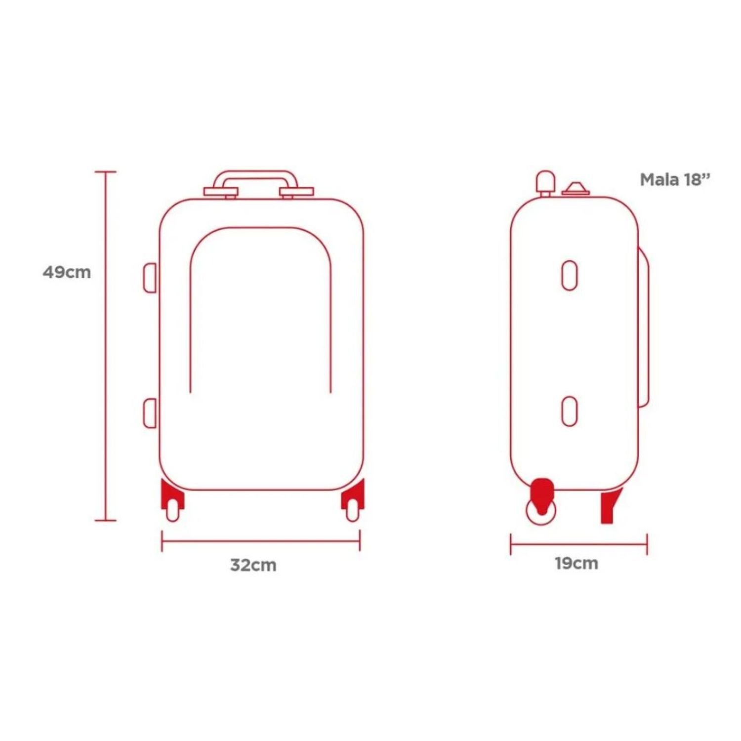 Mala de Bordo 18 Polegadas Azul Rodas Removíveis Bt03883 DCasa Casa ...